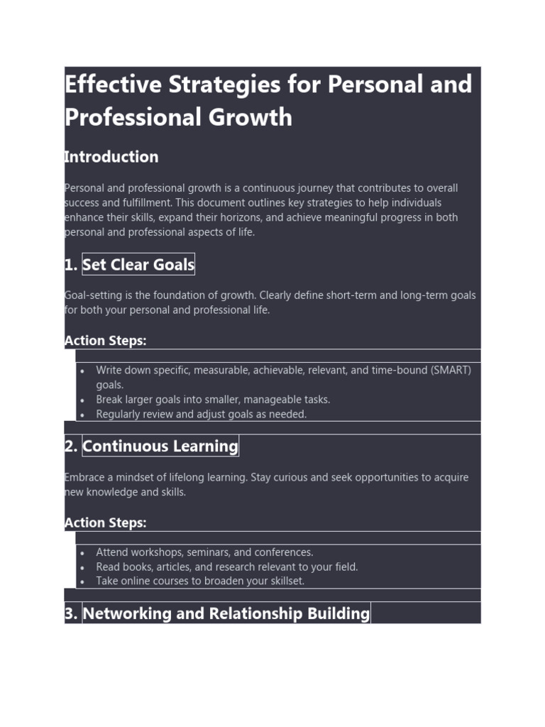 Effective Strategies For Personal and Professional Growth | PDF | Goal ...