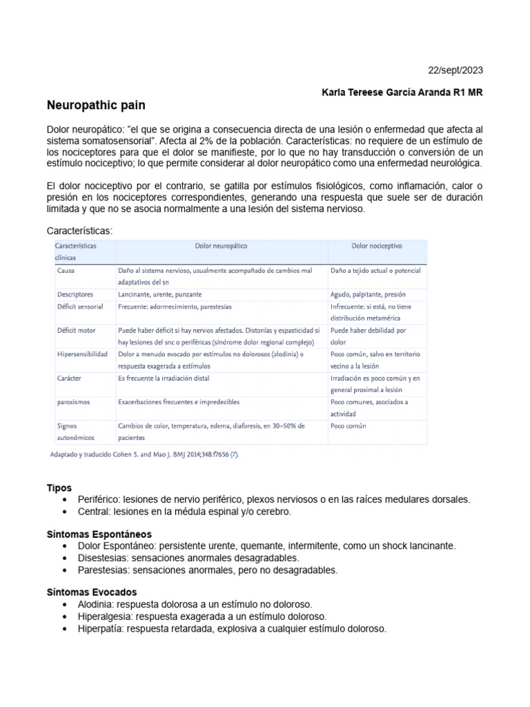 Dolor Neuropático | PDF | Dolor | Medicina