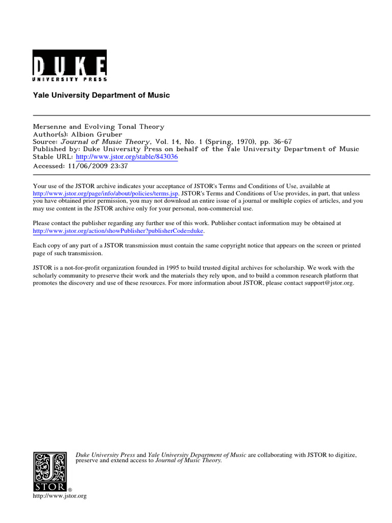 Gruber - Mersenne and Evolving Tonal Theory | PDF | Interval (Music ...