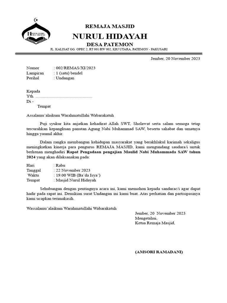 Surat Undangan Rapat Remas-1-1 | PDF