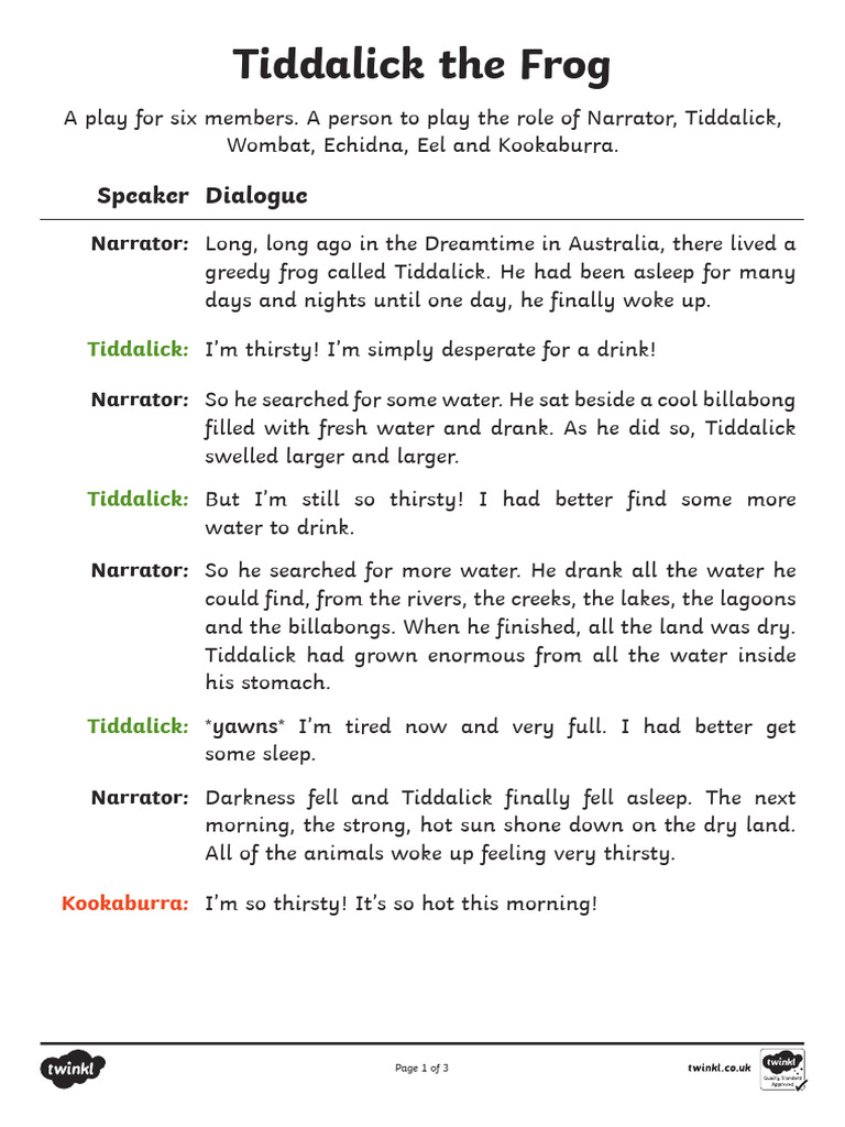 Script of Tiddalick | PDF
