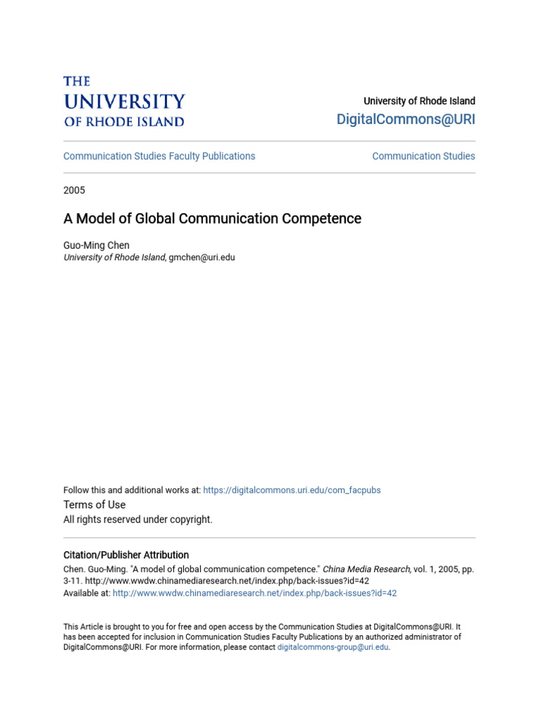 A Model of Global Communication Competence | PDF | Mindset | Communication