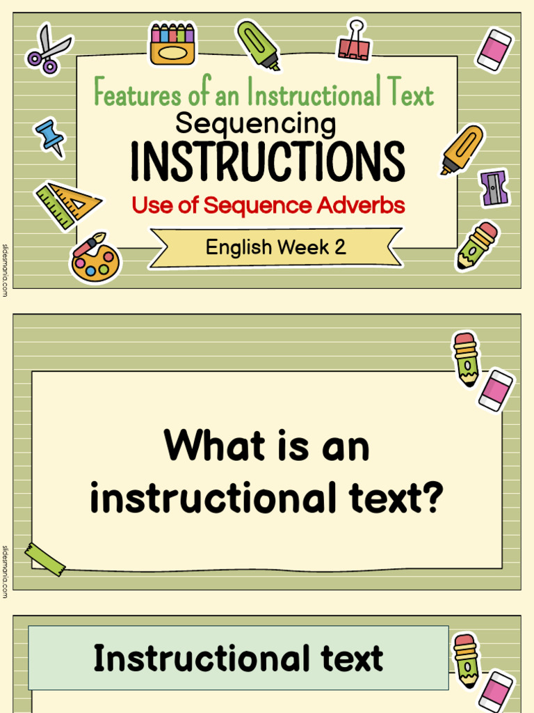 English Wk 2 Features of Instructional Text, Sequencing Instructions ...