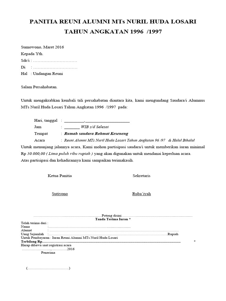 Contoh Undangan Reuni | PDF