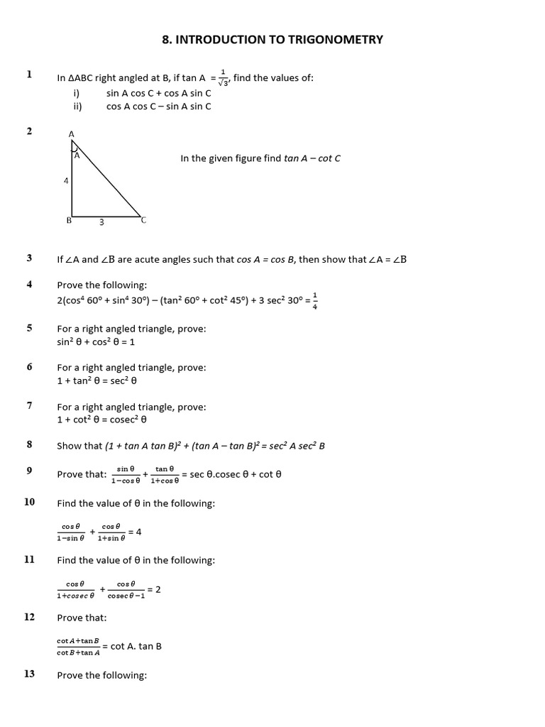 Introduction To Trigonometry | PDF | Trigonometry | Triangle
