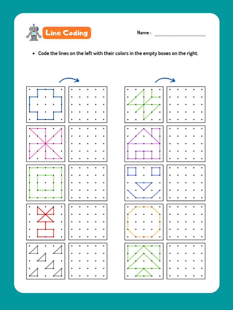 Line Coding Activity Worksheet Activity Primary School Attention ...