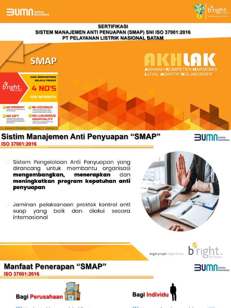 Buku Saku Sistem Manajemen Anti Penyuapan SMAP PT PLN Batam. | PDF