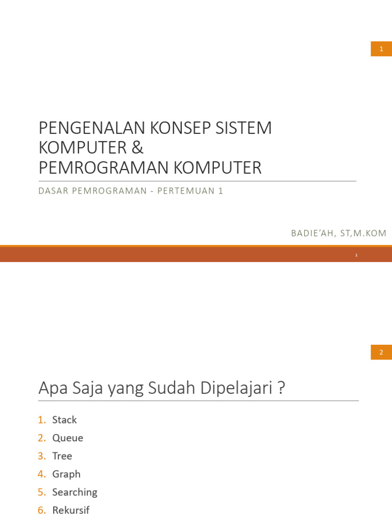 Materi 1 - Pengenalan Konsep Pemrograman Komputer | PDF | Komputer