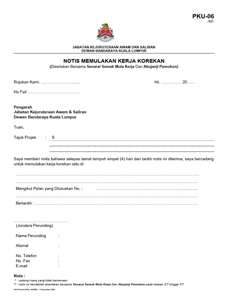 7 PKU 06 Notis Mula Kerja | PDF