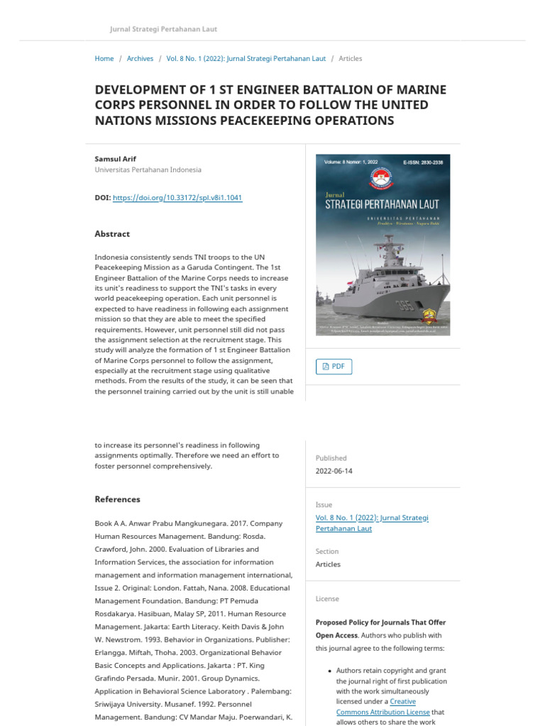 Development of 1 ST Engineer Battalion of Marine Corps Personnel in ...