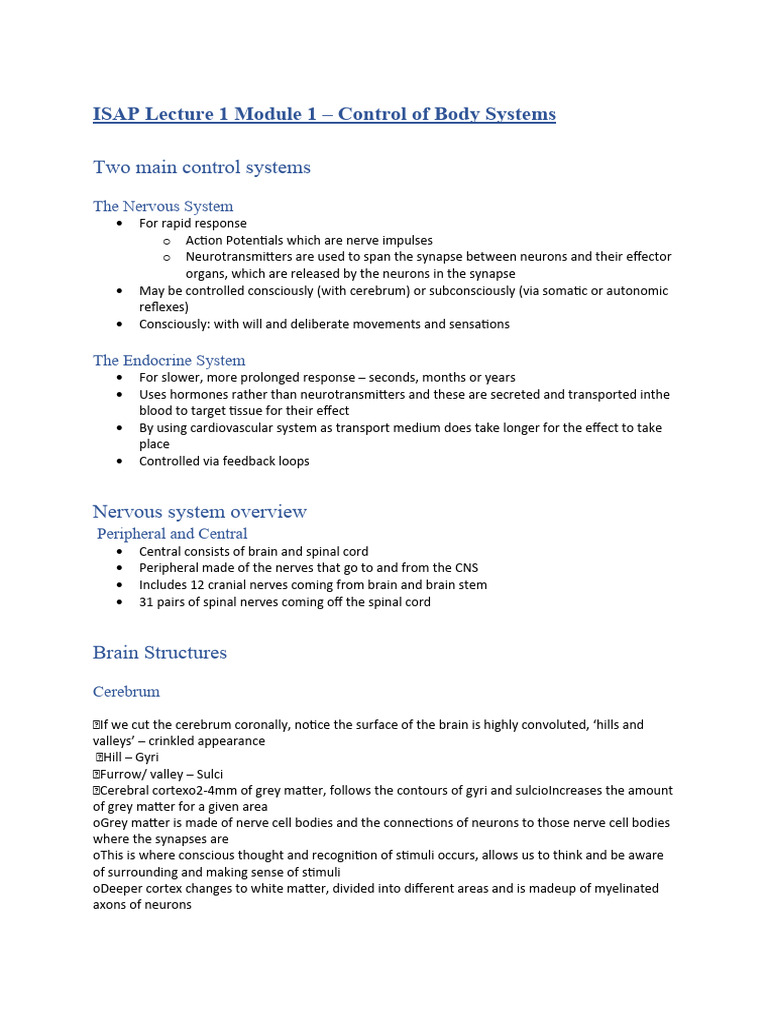 ISAP Lecture 1 Module 1 - Studocu Notes | PDF | Hormone | Pituitary Gland