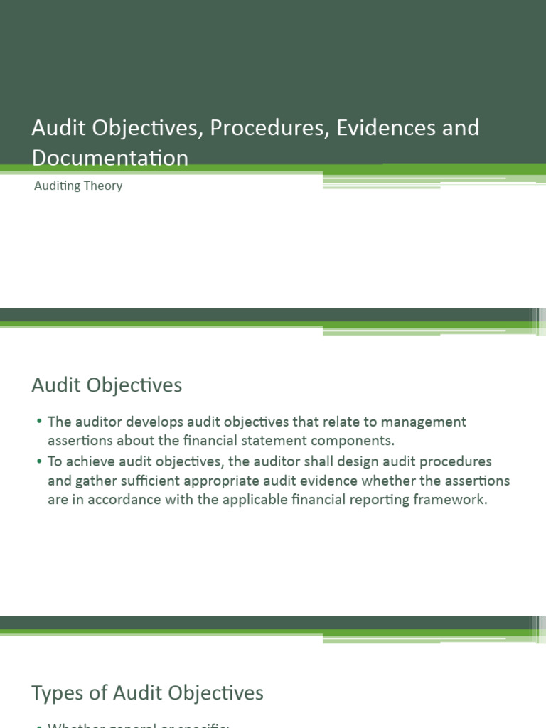 Audit Objectives, Procedures, Evidences | PDF | Finance & Money Management