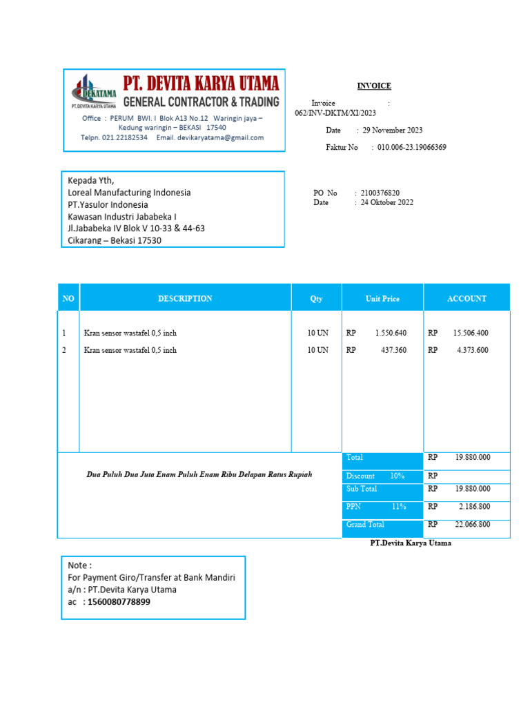 Invoice DKTM | PDF