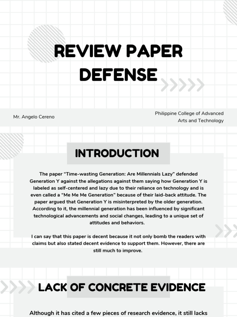 Review Paper Defense | PDF | Millennials | Essays
