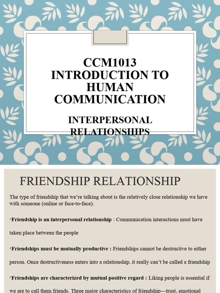 Interpersonal Relationship for Human Communications | PDF