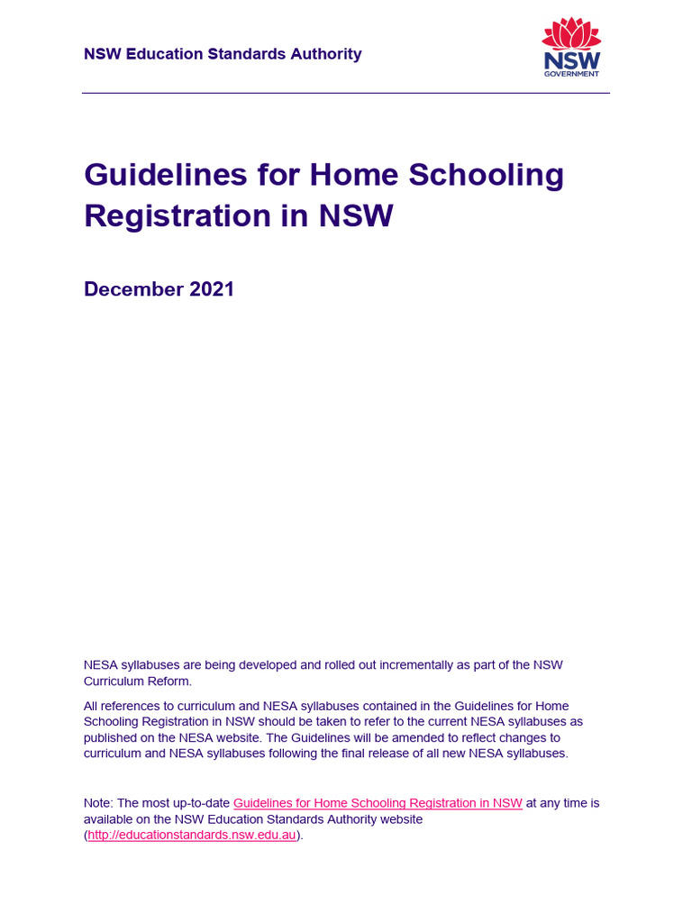 Guidelines For Home Schooling in NSW | PDF | Homeschooling | Curriculum