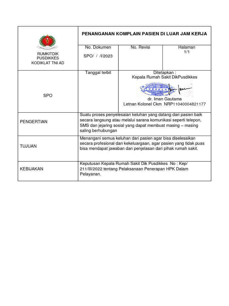 Penanganan Komplain Pasien Efektif | PDF | Hukum | Sains & Matematika