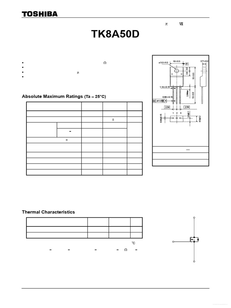 K8A50D Toshiba | PDF | Field Effect Transistor | Reliability Engineering