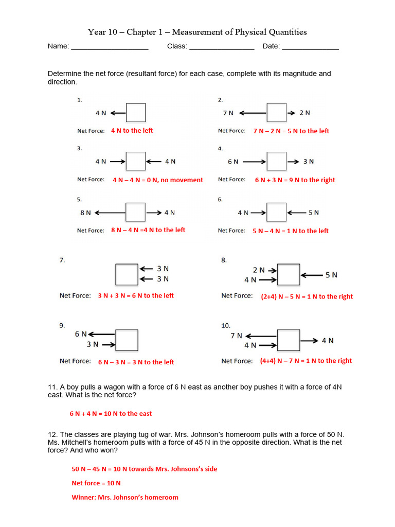Year 10 Physics: Net Force Basics | PDF | Force | Mathematical Concepts