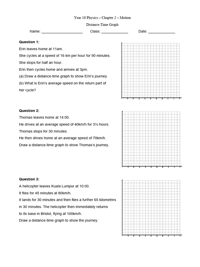 Y10 C2 Distance-Time Graph | PDF
