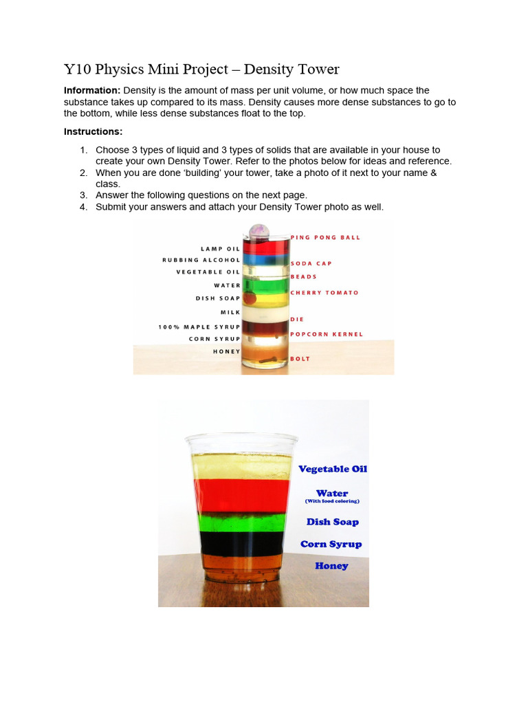 Y10 C3 Mini Project - Density Tower | PDF | Career & Growth | Social Science