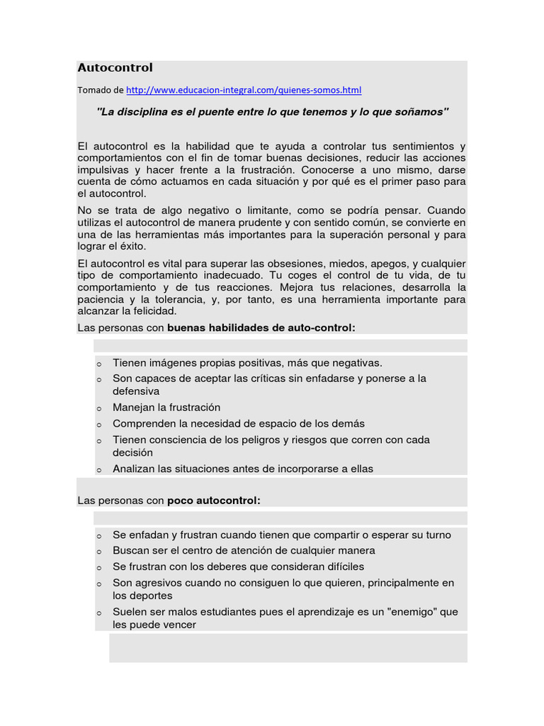 Pautas-para-el-desarrollo-del-Autocontrol | PDF | Aprendizaje | Comportamiento