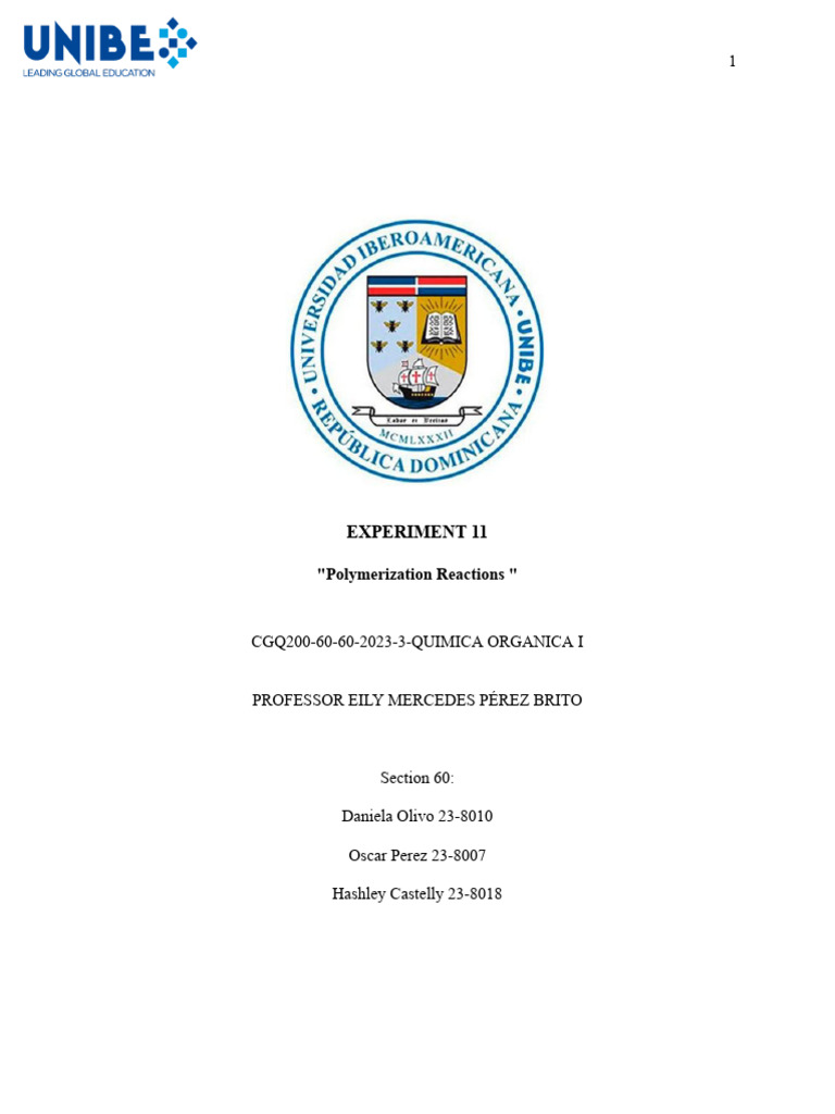 Orgo Chem Lab 11 | PDF | Polymers | Polymerization