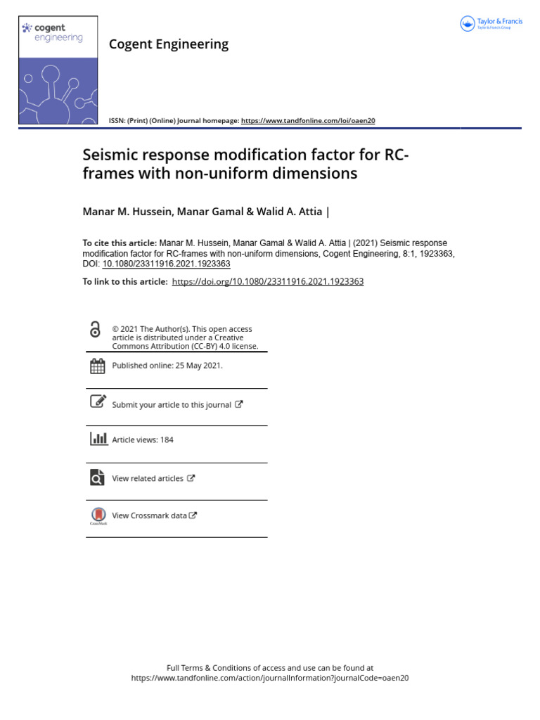 Seismic Response Modification Factor For RC Frames With Non Uniform ...