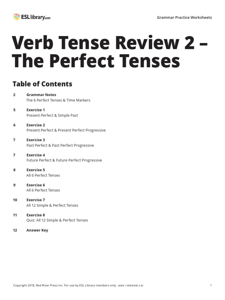 88_Verb-Tense-Review-2_The-Perfect-Tenses_Can | PDF | Perfect (Grammar) | Grammatical Tense