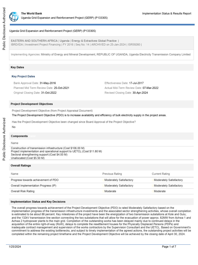 Ibrd/Ida Investment Project Financing FY 2016 Seq No: 14 - ARCHIVED On ...