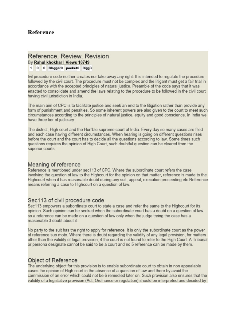 Reference, Review, Revision | Download Free PDF | Judgment (Law) | Lawsuit