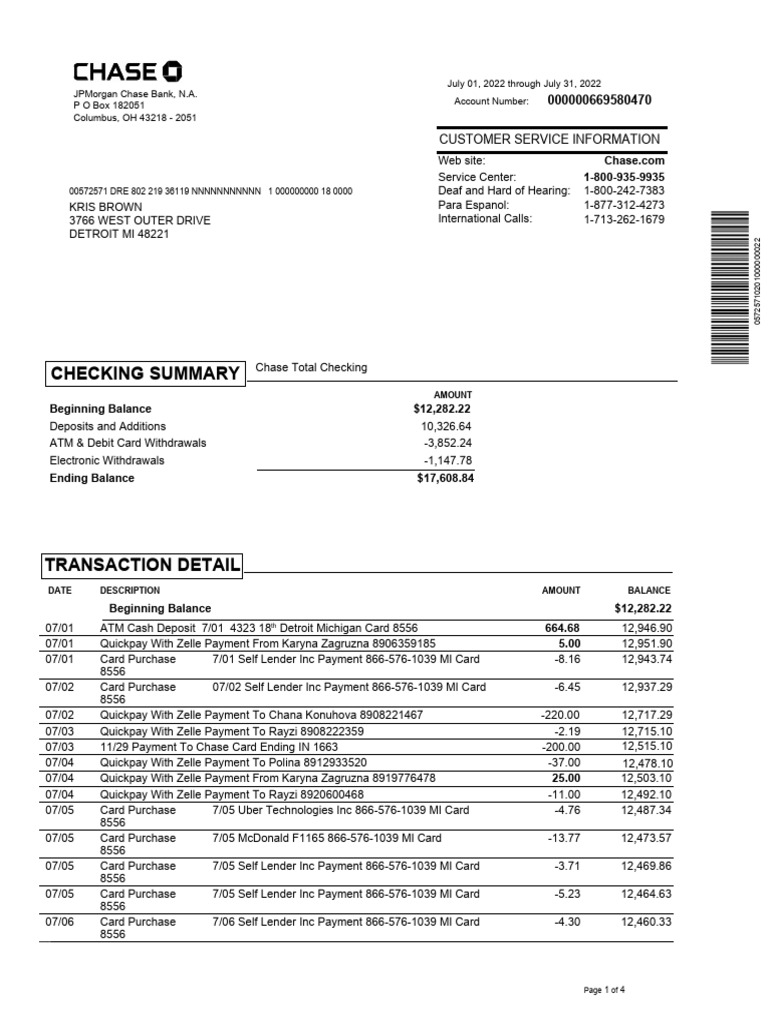 Chase July | PDF | Automated Teller Machine | Cash