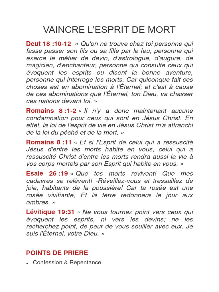Vaincre L'esprit de Mort | PDF | Jésus | Dieu