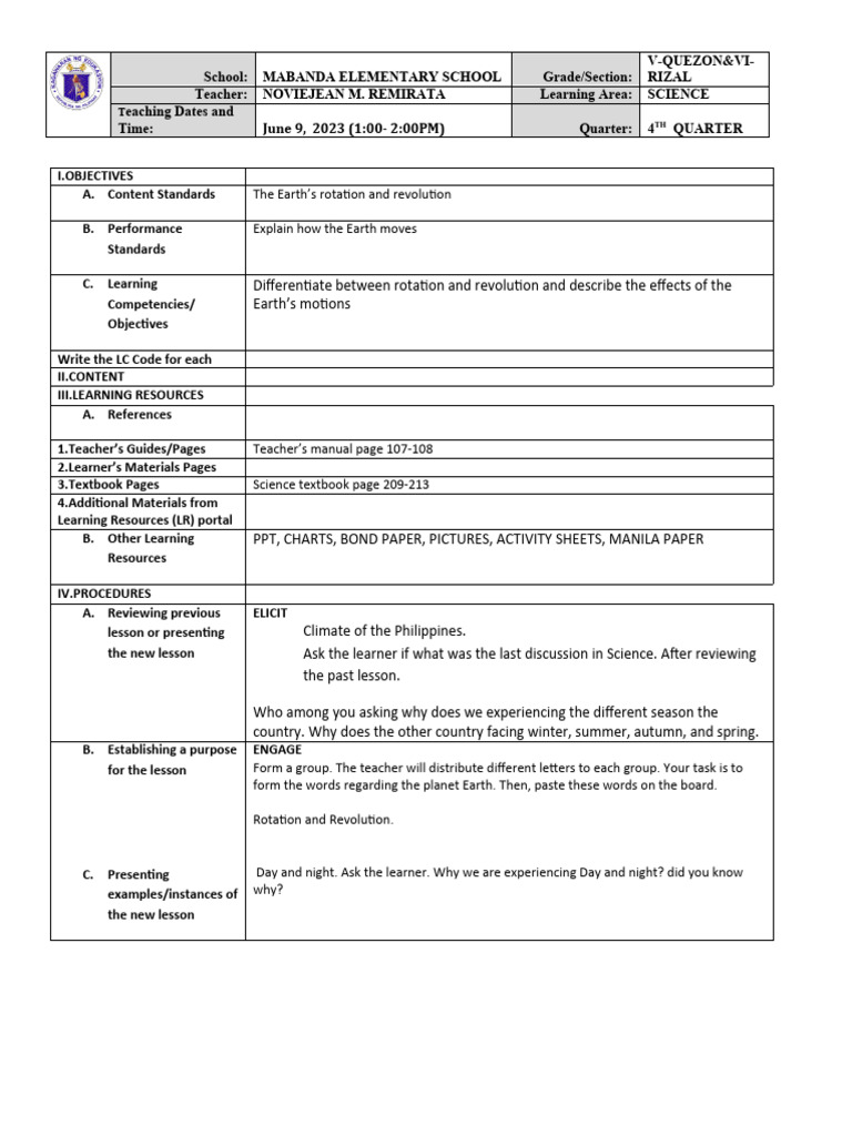 Science Co. Q4 | Download Free PDF | Rotation | Earth