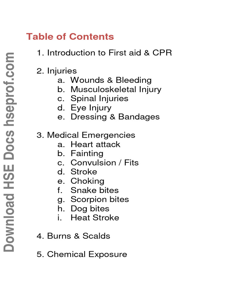 First Aid Guide | PDF | Injury | Cardiopulmonary Resuscitation