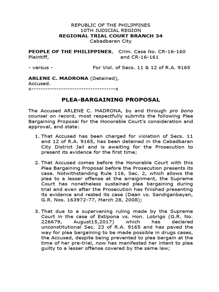 Bragaining Proposal | PDF | Plea | Plea Bargain