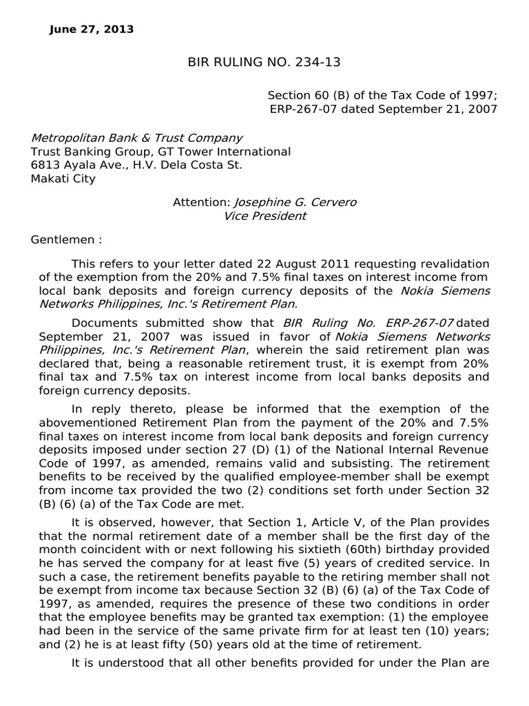 Bir Ruling No. 234-13 | PDF