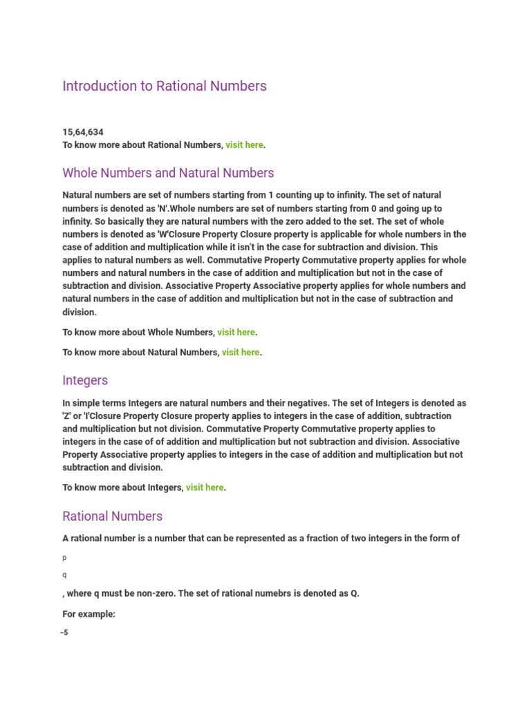 Introduction to Rational Numbers | PDF