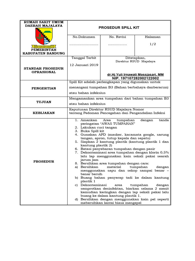 Prosedur Spill Kit RSUD Majalaya | PDF | Sains & Matematika | Teknologi ...