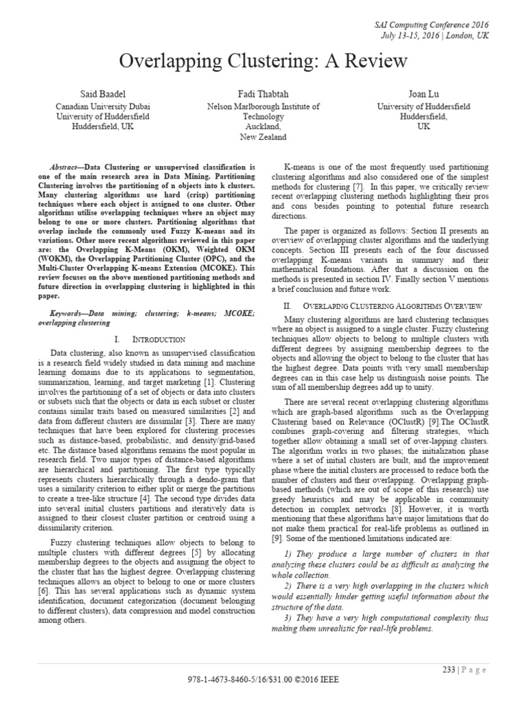 Sai 2016 7555988 | PDF | Cluster Analysis | Theoretical Computer Science