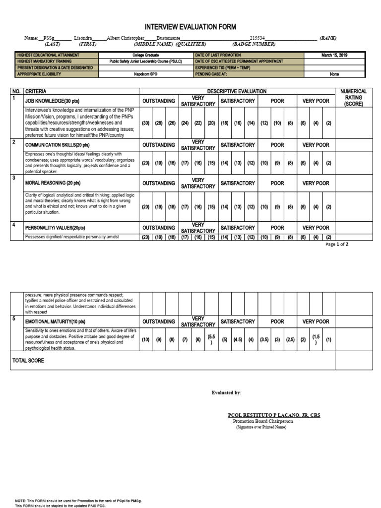 Alpha Chairperson Pcol Restituto P Lacano JR Crs | PDF