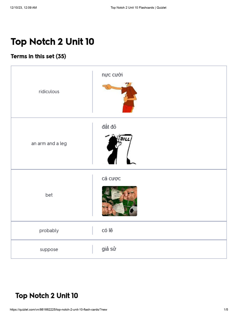 Top Notch 2 List of Vocabulary in Unit 10 | PDF