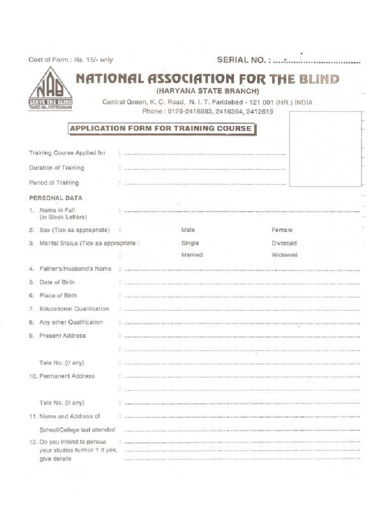 Training Form NAB | PDF