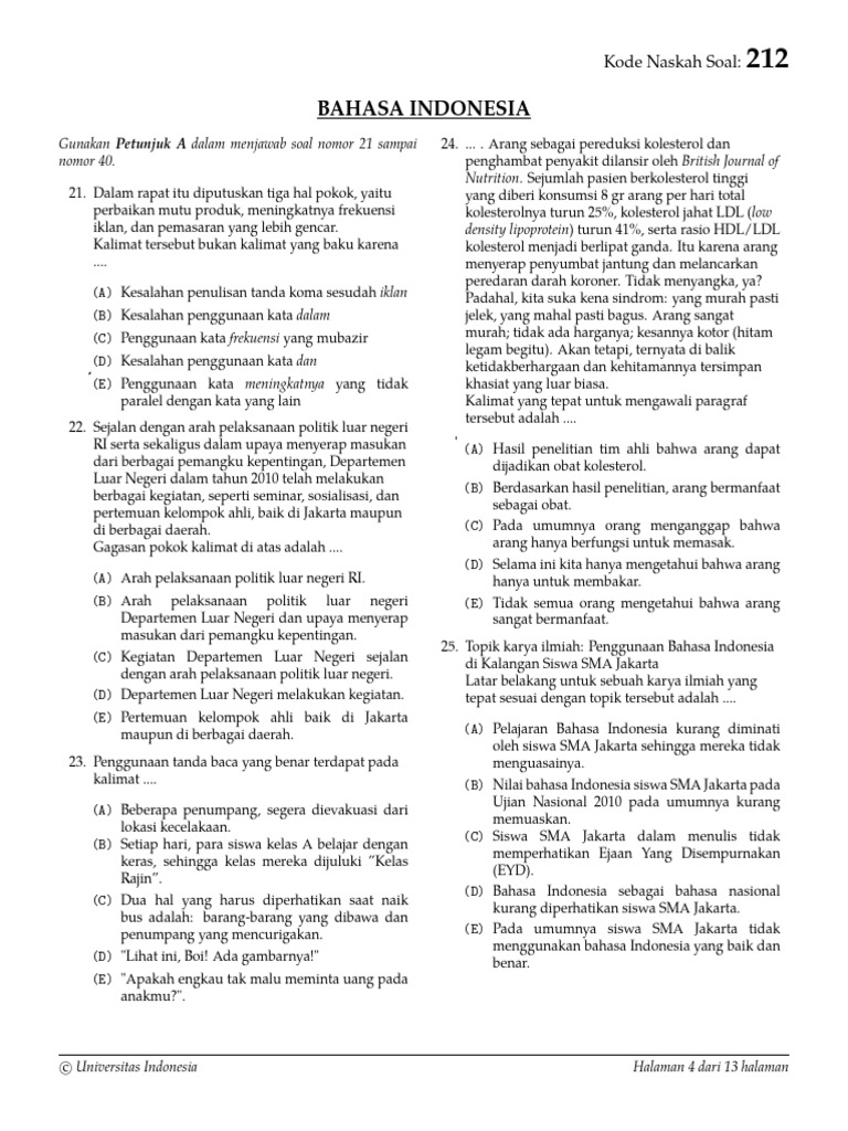 Bahasa Indonesia UI 2011 - Bimbingan Alumni UI | PDF