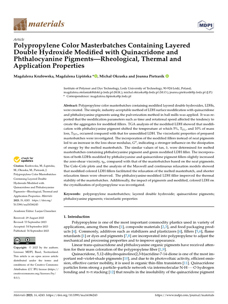 Polypropylene Color Masterbatches Containing Layer | PDF | Physical ...