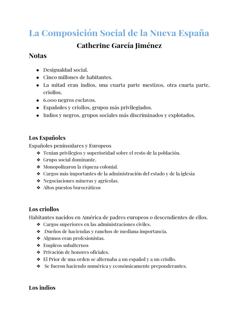 La Composición Social de La Nueva España | PDF