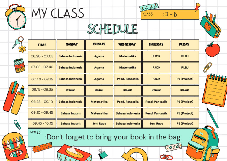 Blue Yellow Colorful Doodle School Class Schedule | PDF