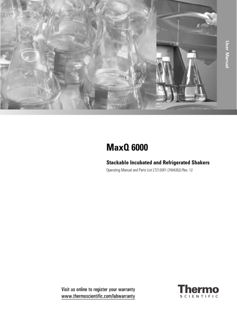 Maxq 6000 Stackable Incubated Refrigerated Shaker User Manual 7004352 | PDF