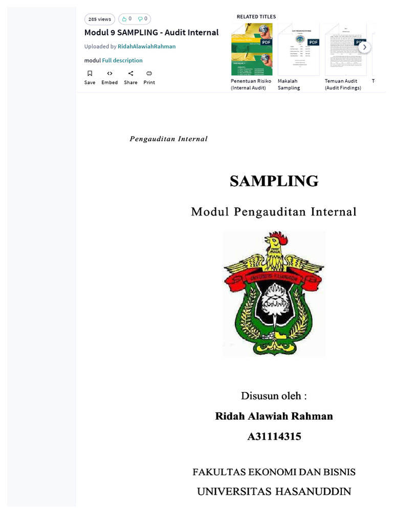PDF Modul 9 Sampling Audit Internal - Compress | PDF