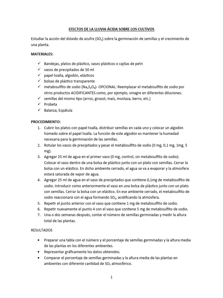 Efectos de La Lluvia Acida Sobre Los Cultivos | PDF | Hogar y jardín ...